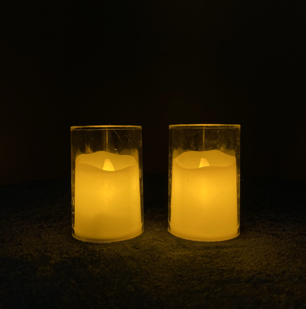 Candles in Glass Led Flameless Candle With Glass Cover with Realistic ...